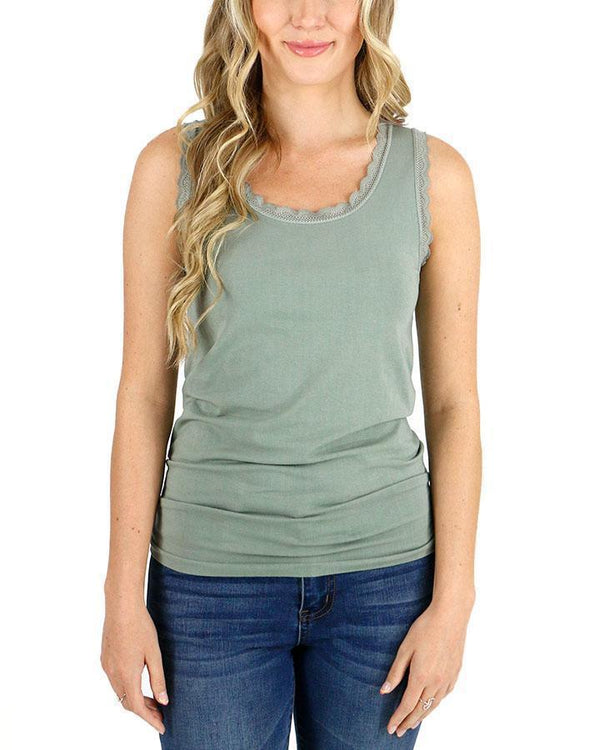 Grace & Lace Lace Trimmed Perfect Fit Tank - BeautyOfASite